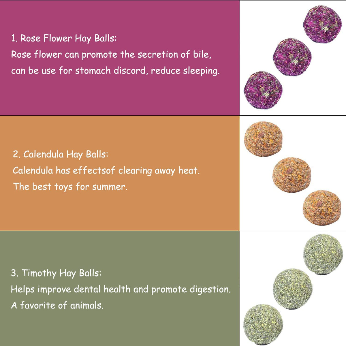 Boredom Breaker of Natural Rose Calendula Timothy Hay Balls – PETSGANG ...